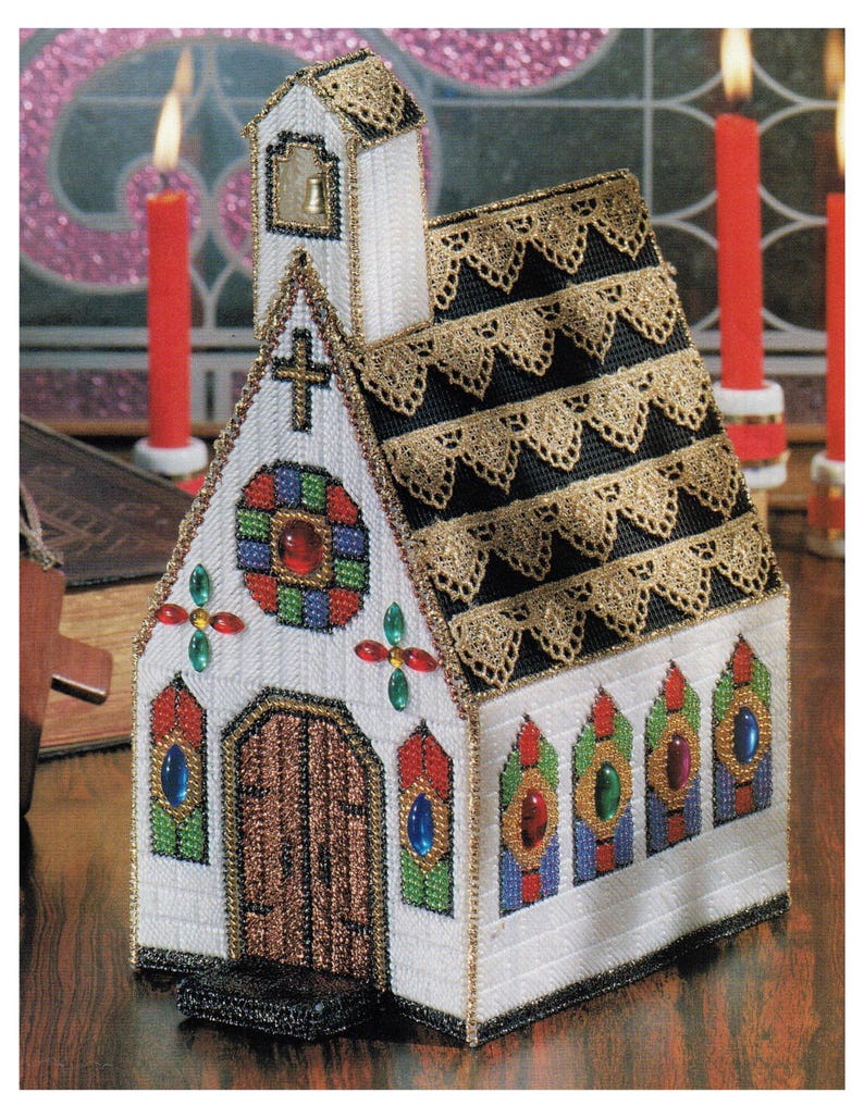 Vintage Plastic Canvas Church Pattern: 1990s Needlework (PDF Digital ...