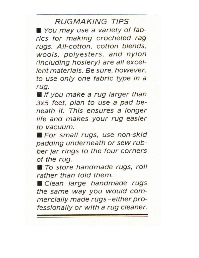 Vintage Crochet Rag Rug Pattern Scrap Fabric Rug Customizable Size PDF ...