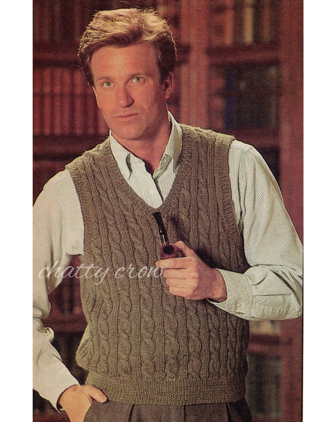 Classic Cabled Men's Vest Pattern PDF Instant Download Men's Knit Vest ...