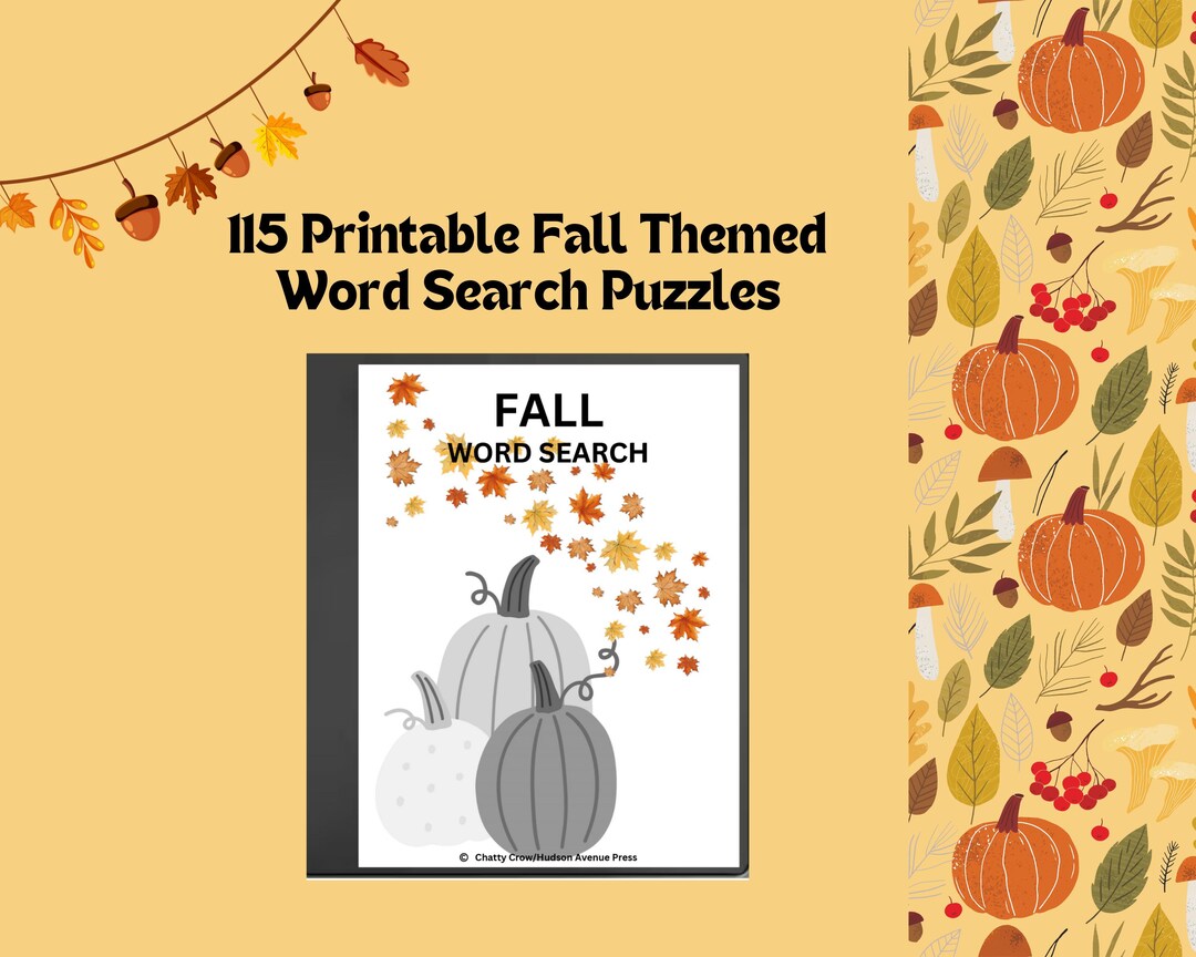 115 Fall Autumn Themed Word Search Puzzles Printable PDF Instant ...
