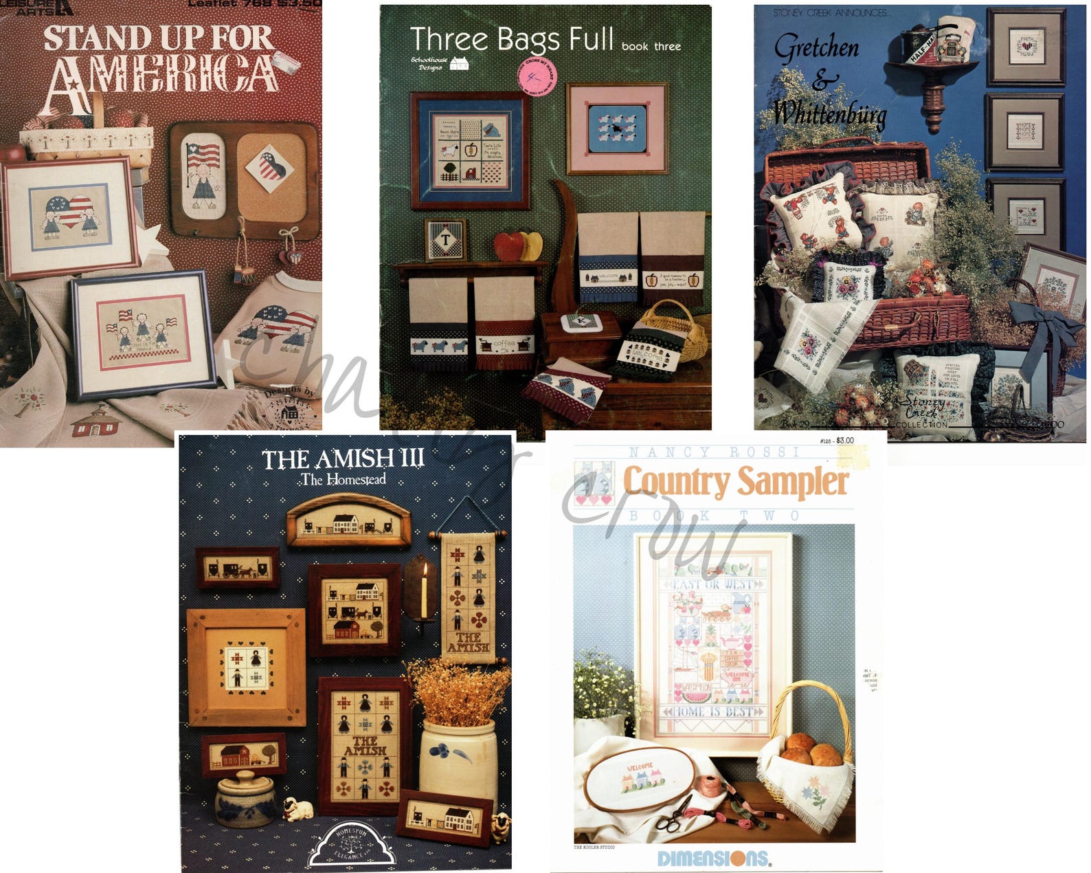 Vintage Cross Stitch Country Sampler Bundle PDF Instant Digital ...