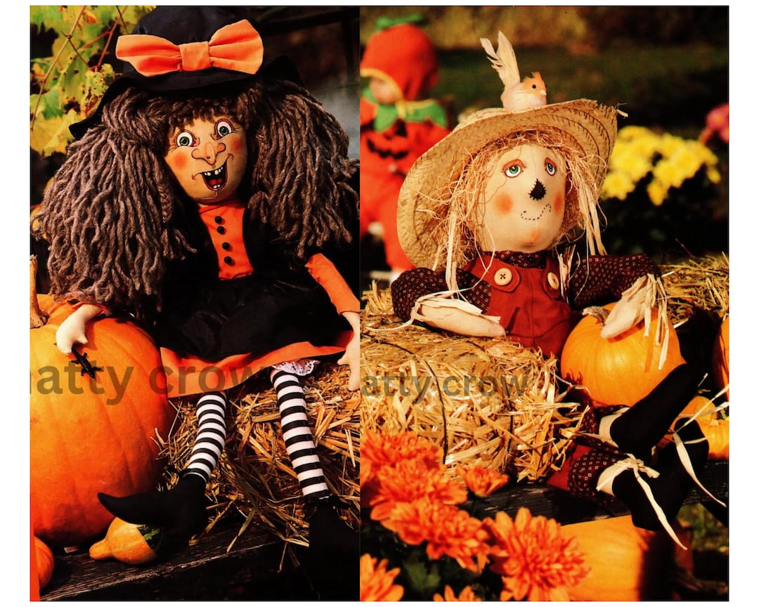 Vintage Winifred Witch 27 Inch and Scarecrow 24 Inch Doll Pattern ...