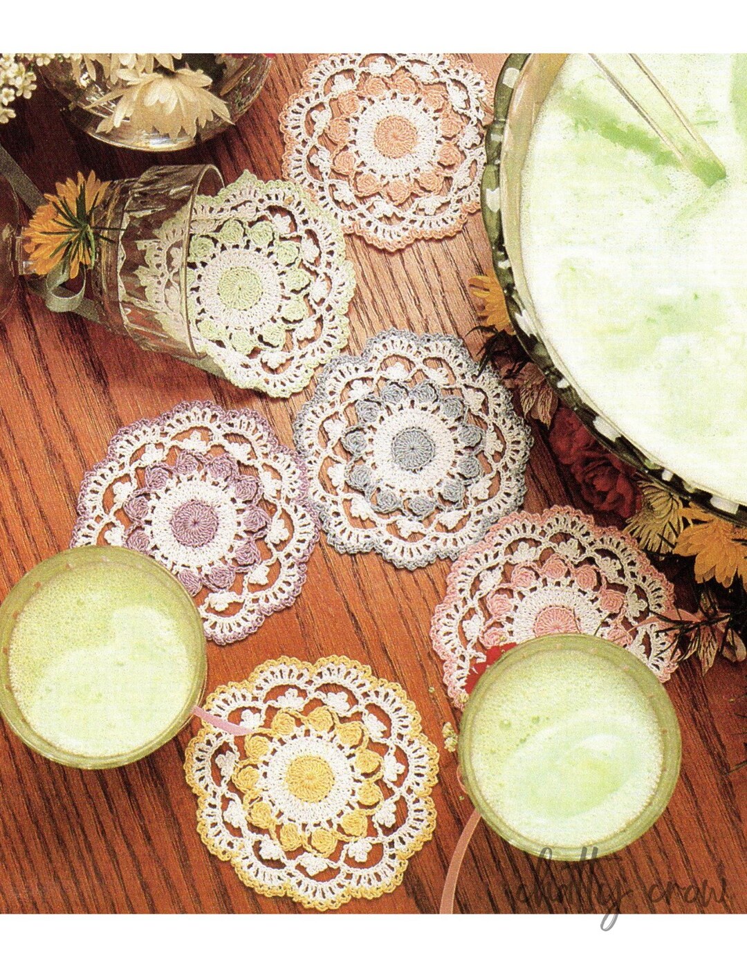 Vintage Crochet Pastel Lace Coasters Pattern PDF Instant Digital ...