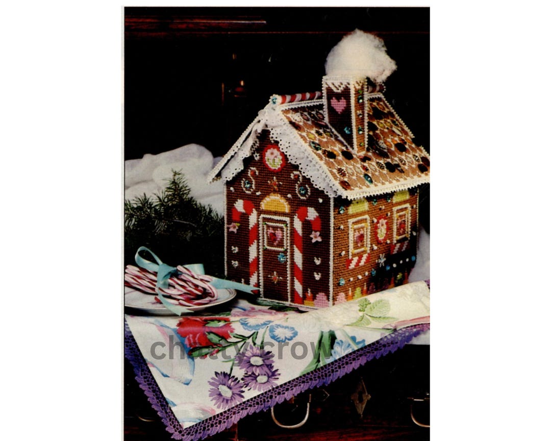 Vintage Plastic Canvas Pattern Gingerbread House PDF Instant Digital ...