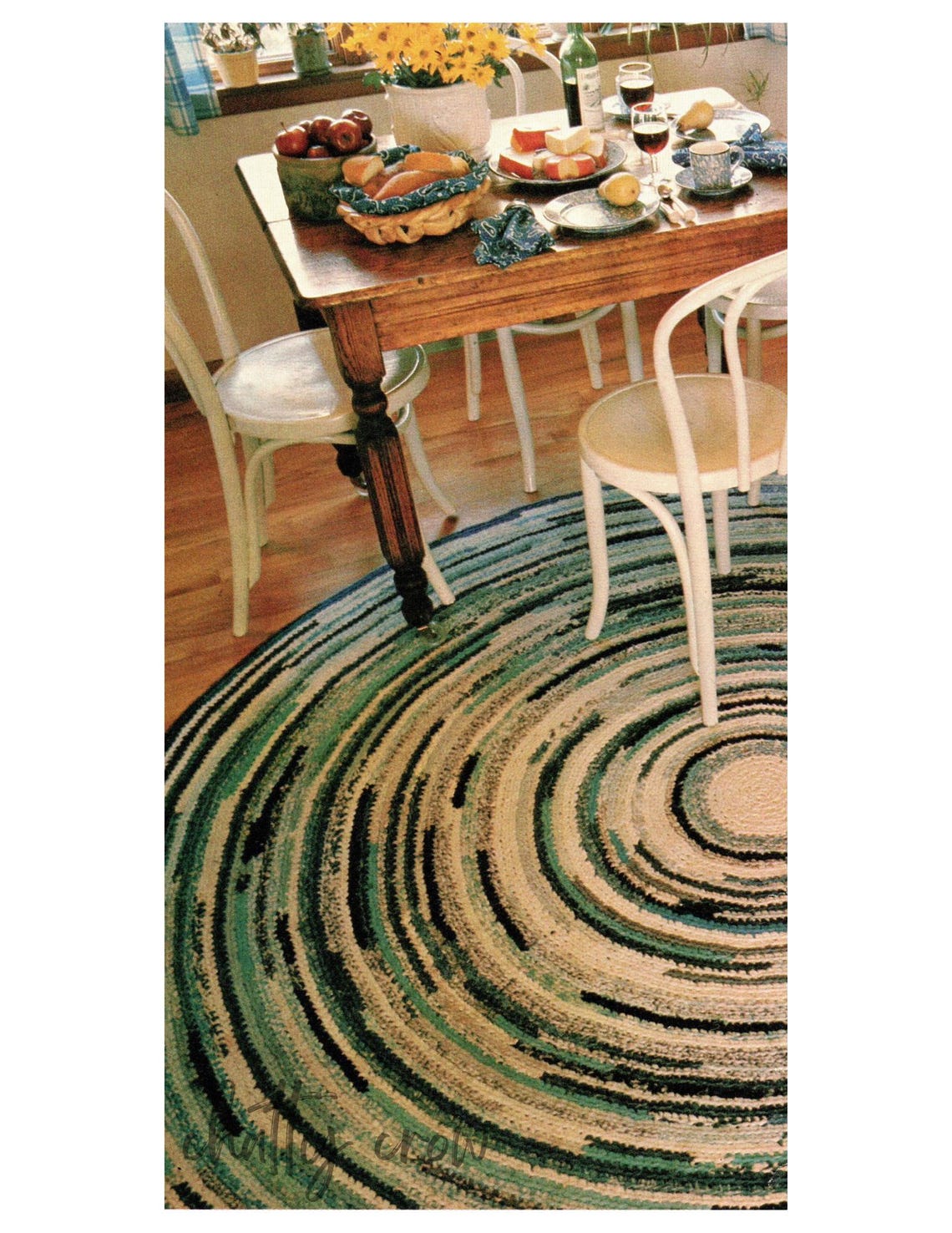 Vintage Crochet Rag Rug Pattern Scrap Fabric Rug Customizable Size PDF ...