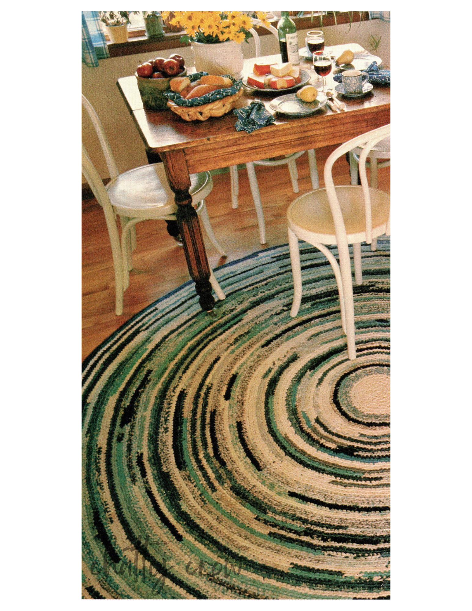 Vintage Crochet Rag Rug Pattern Scrap Fabric Rug Customizable Size PDF ...