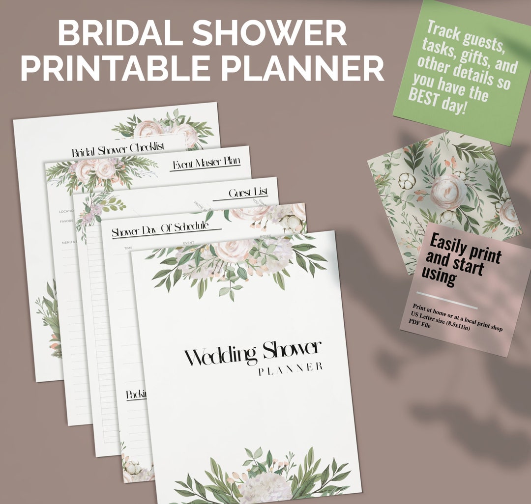 Bridal Shower Printable Planner and Checklist | Wedding Shower Planner ...