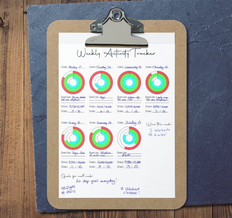 Activity Ring Trackers PRINTABLE | Apple Watch Tracker | Exercise ...