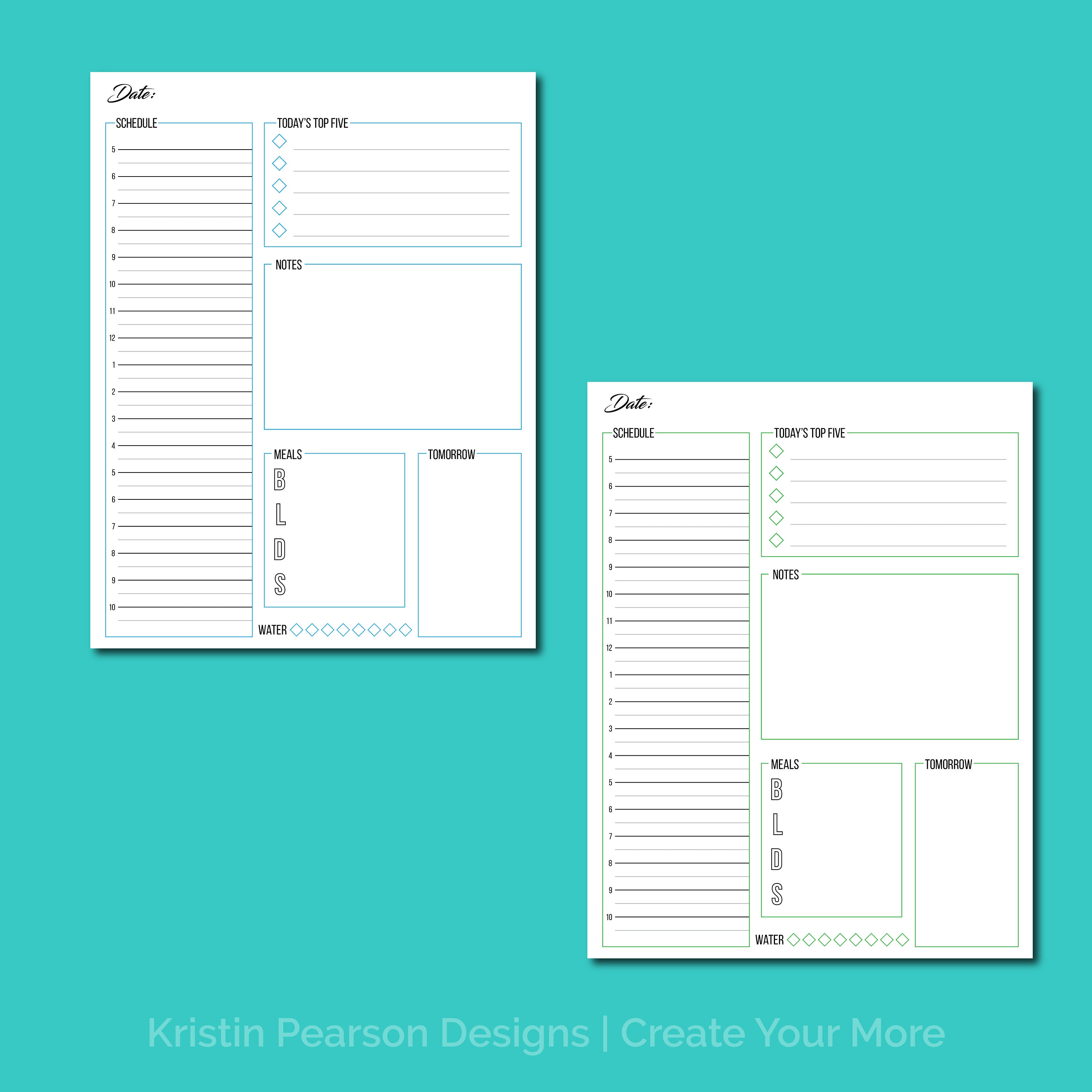 Printable Daily Planner Multiple Colors Print to Fill Out - Etsy