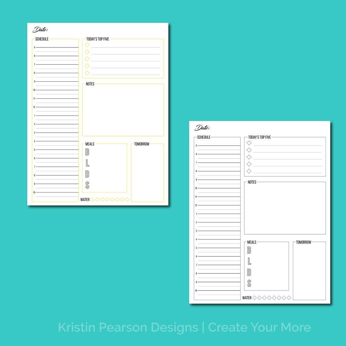Printable Daily Planner Multiple Colors Print to Fill Out Digital ...
