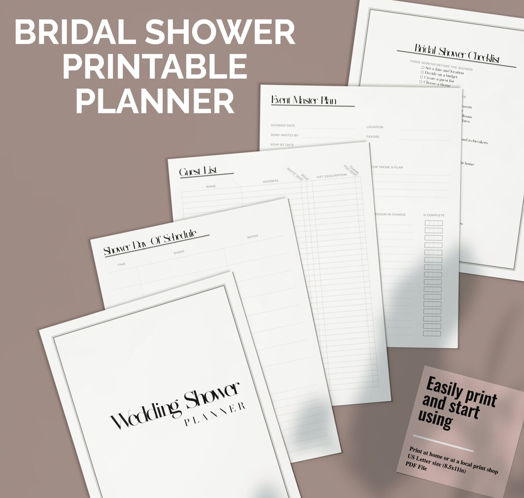 Bridal Shower Planner and Checklist | Wedding Shower Planner Printable ...