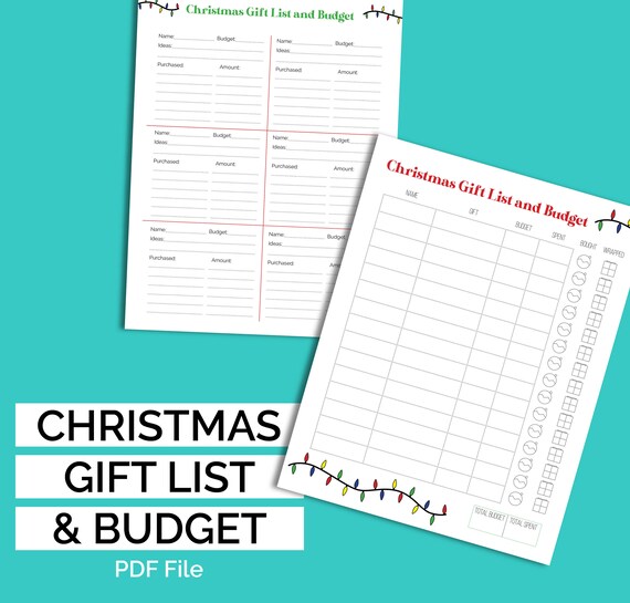 Christmas Gift List and Budget Printable Planner Budget and | Etsy