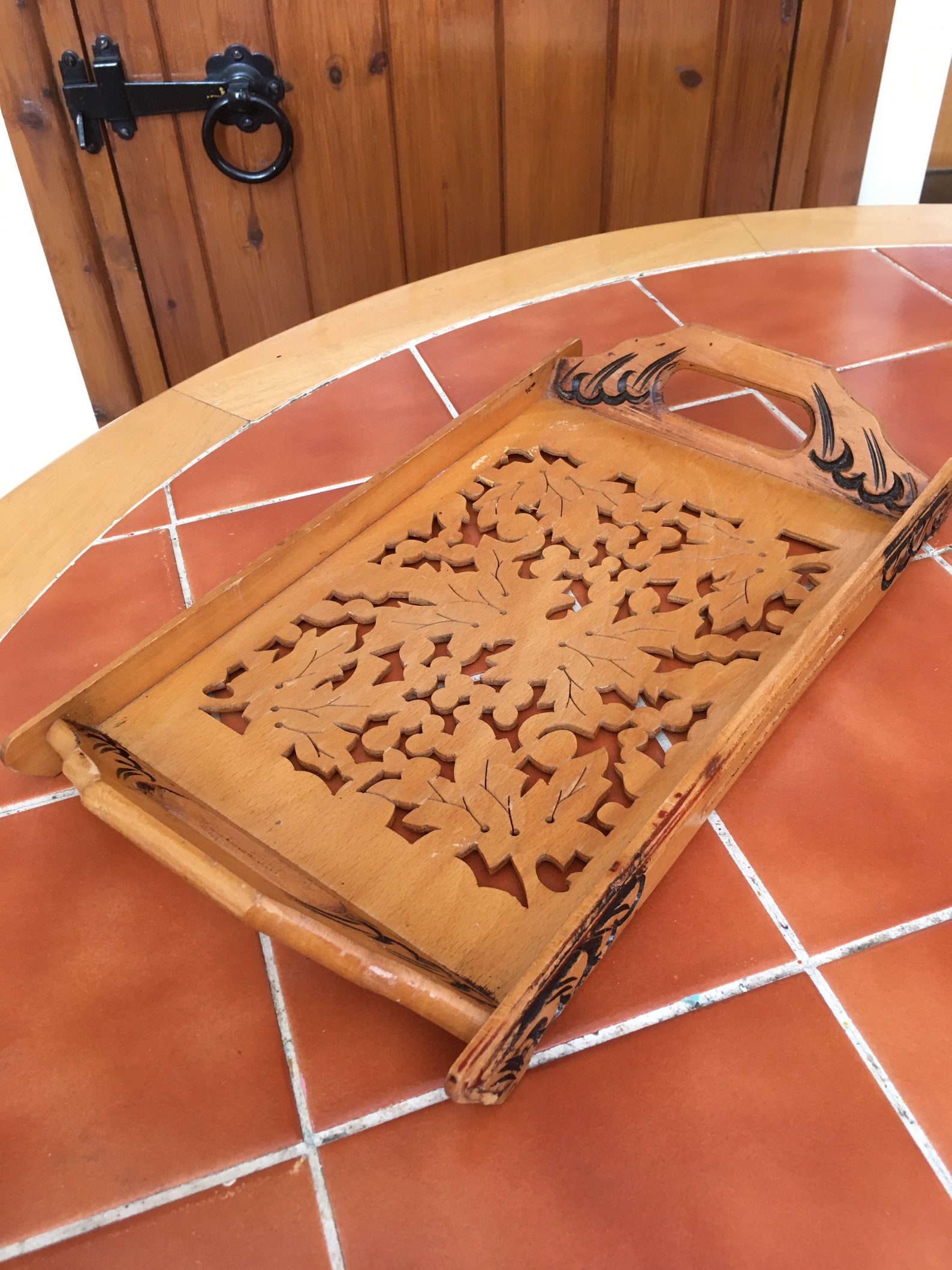 Vintage Ornate Solid Wood Serving Tray for Dining - Etsy