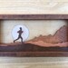 Male Runner 3D Wood Shadow Box Small Scene / Laser Cut, Inlaid / Cross ...