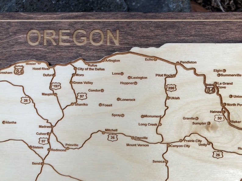 Oregon State Map Wall Plaque / 3D Layered Wood / Hand Drawn - Etsy