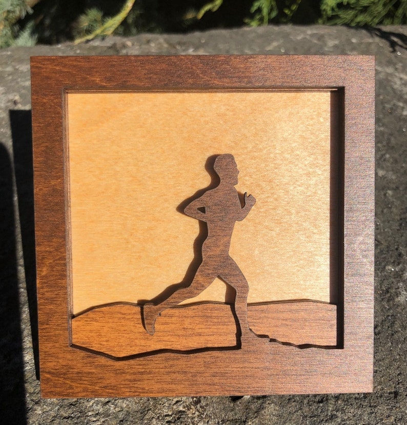 Runner Jogger 3D Wood Shadow Box 4x4 Small - Etsy
