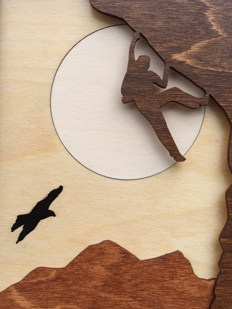 Mountain Rock Solo Climber 3D Wood Shadow Box Laser Cut Scene | Etsy