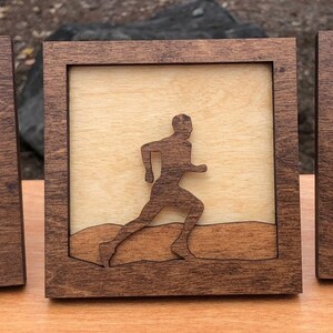 Female Runner Jogger 3D Wood Shadow Box 4"x4" Small Creations Scene ...