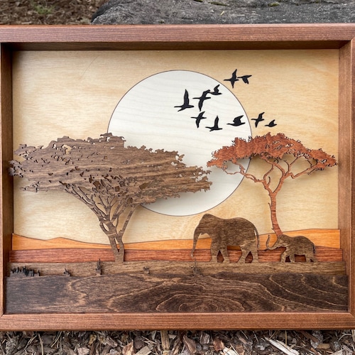 Haunted House 3D Wood Shadow Box / Laser Cut Inlaid / Bats / - Etsy
