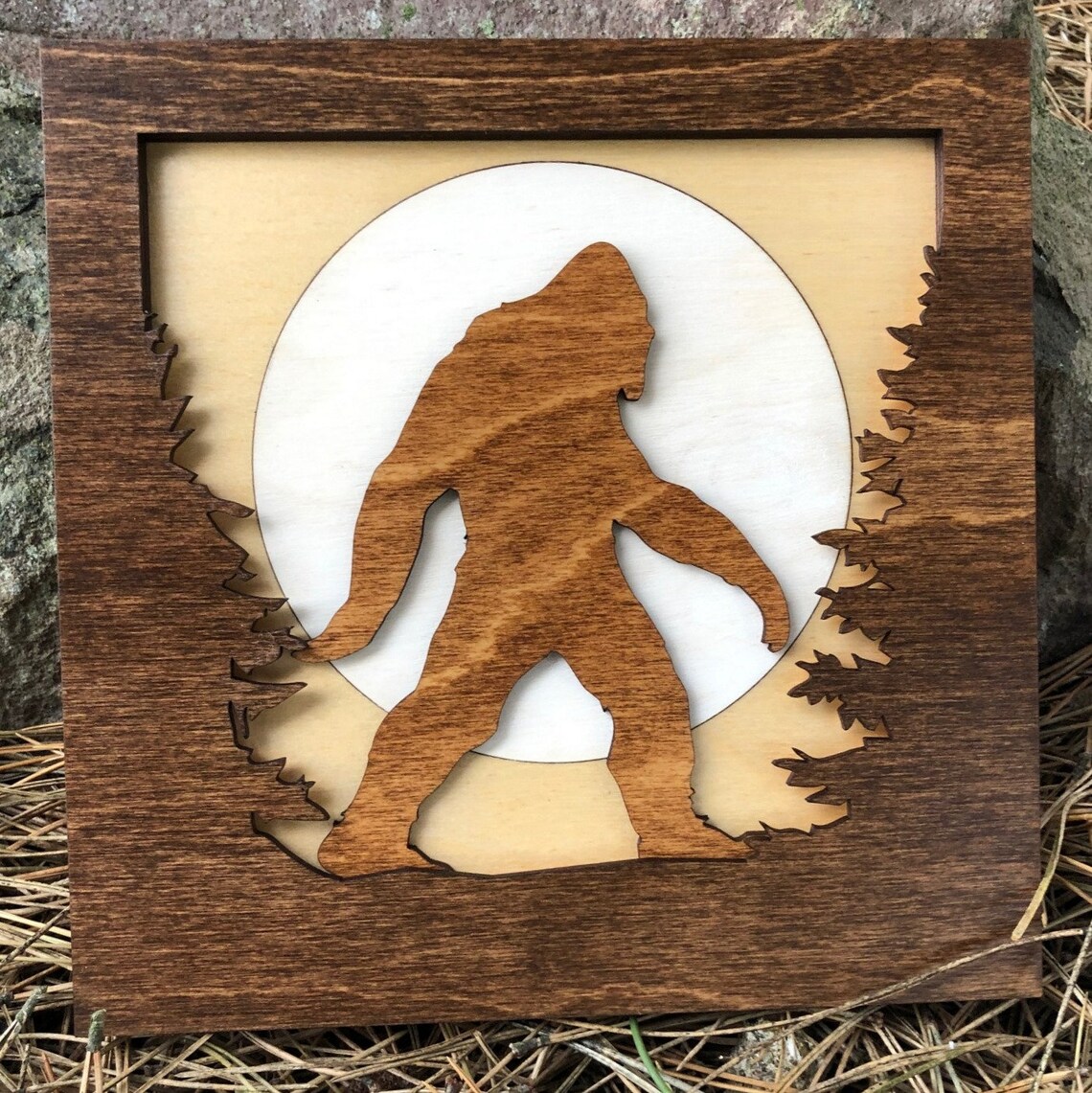 Sasquatch BIGFOOT in Forest 3D Wood Shadow Box Scene / Laser - Etsy