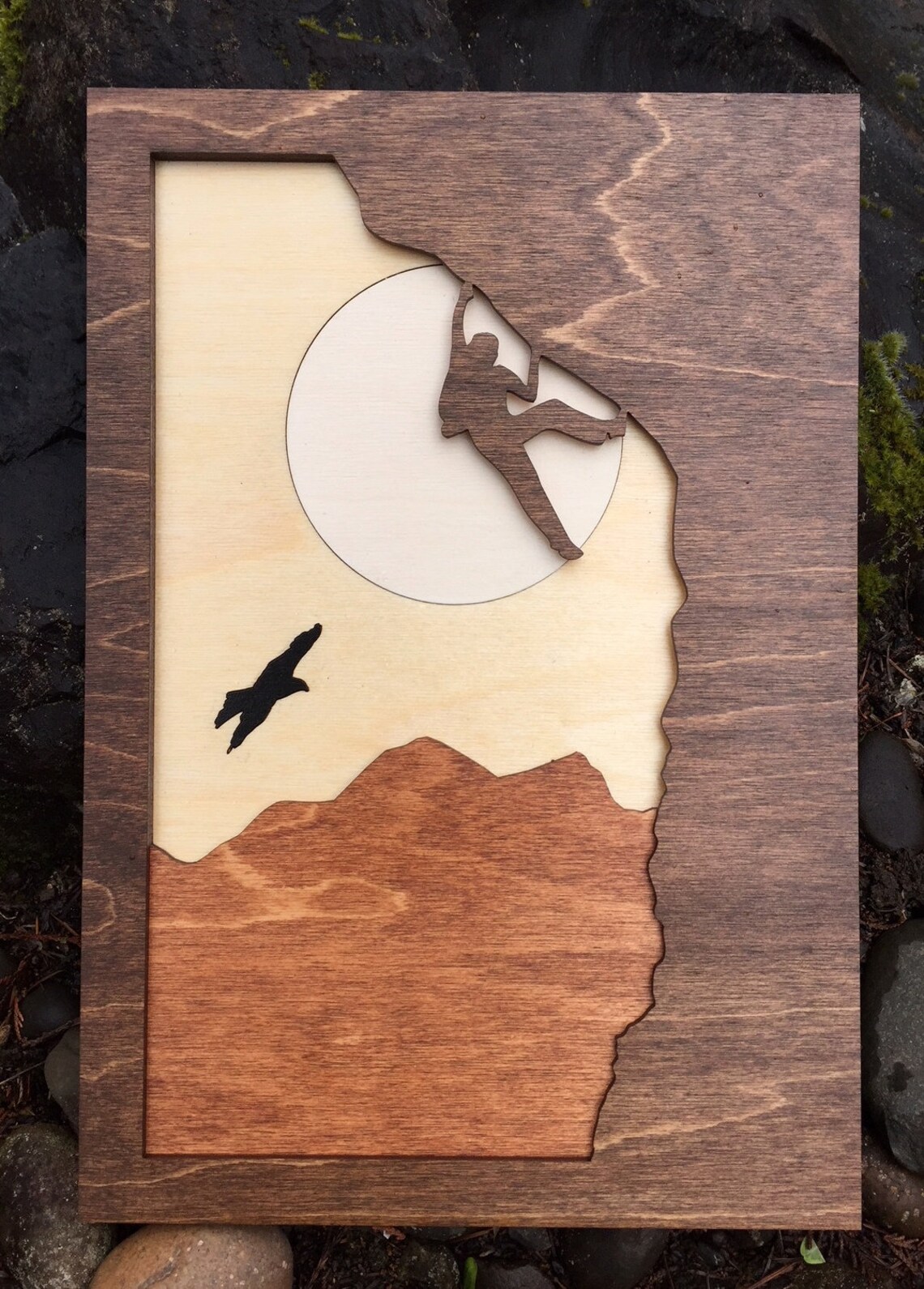 Mountain Rock Solo Climber 3D Wood Shadow Box Laser Cut Scene | Etsy