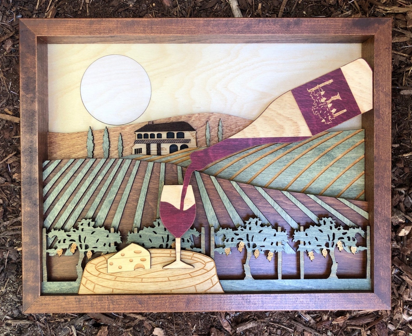 Vineyard Tuscany Landscape 3D Wood Shadow Box Scene / Wine - Etsy