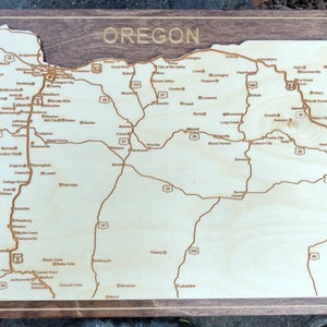 Oregon State Map Wall Plaque / 3D Layered Wood / Hand Drawn, Laser Cut ...