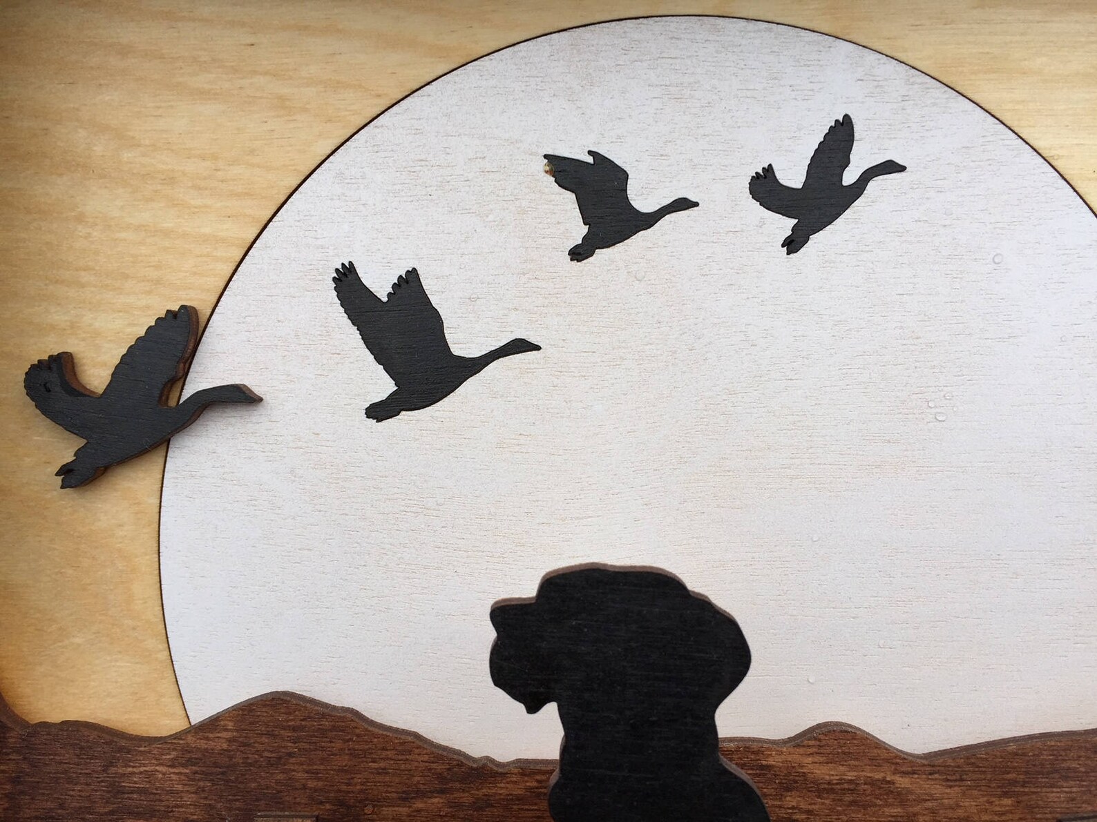 Dog Black Lab on Dock by Lake 3D Wood Cut Shadow Box Scene / Laser Cut ...