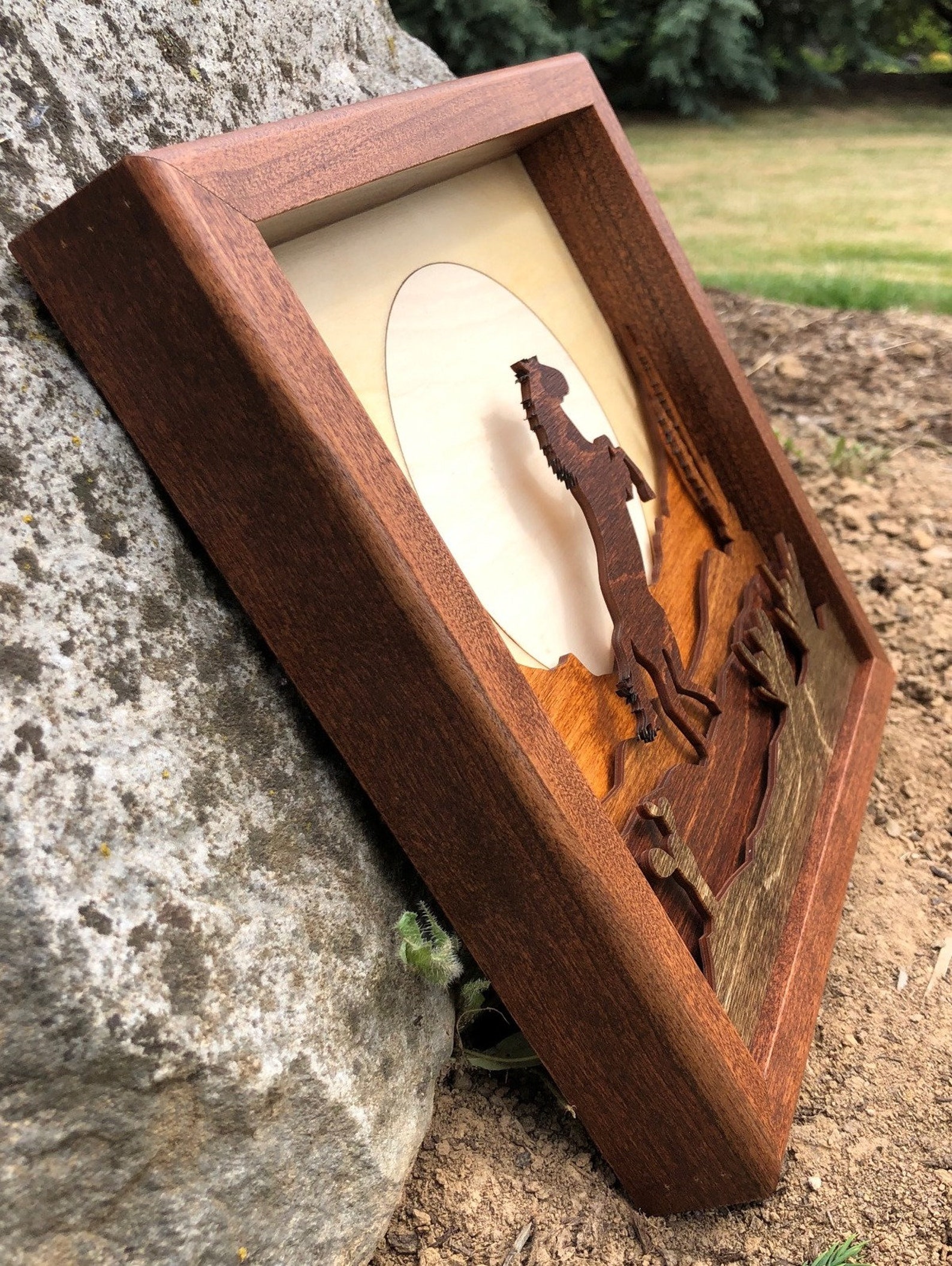 Wild Stallion Mustang Horse 3D Wood Shadow Box Scene / Laser - Etsy