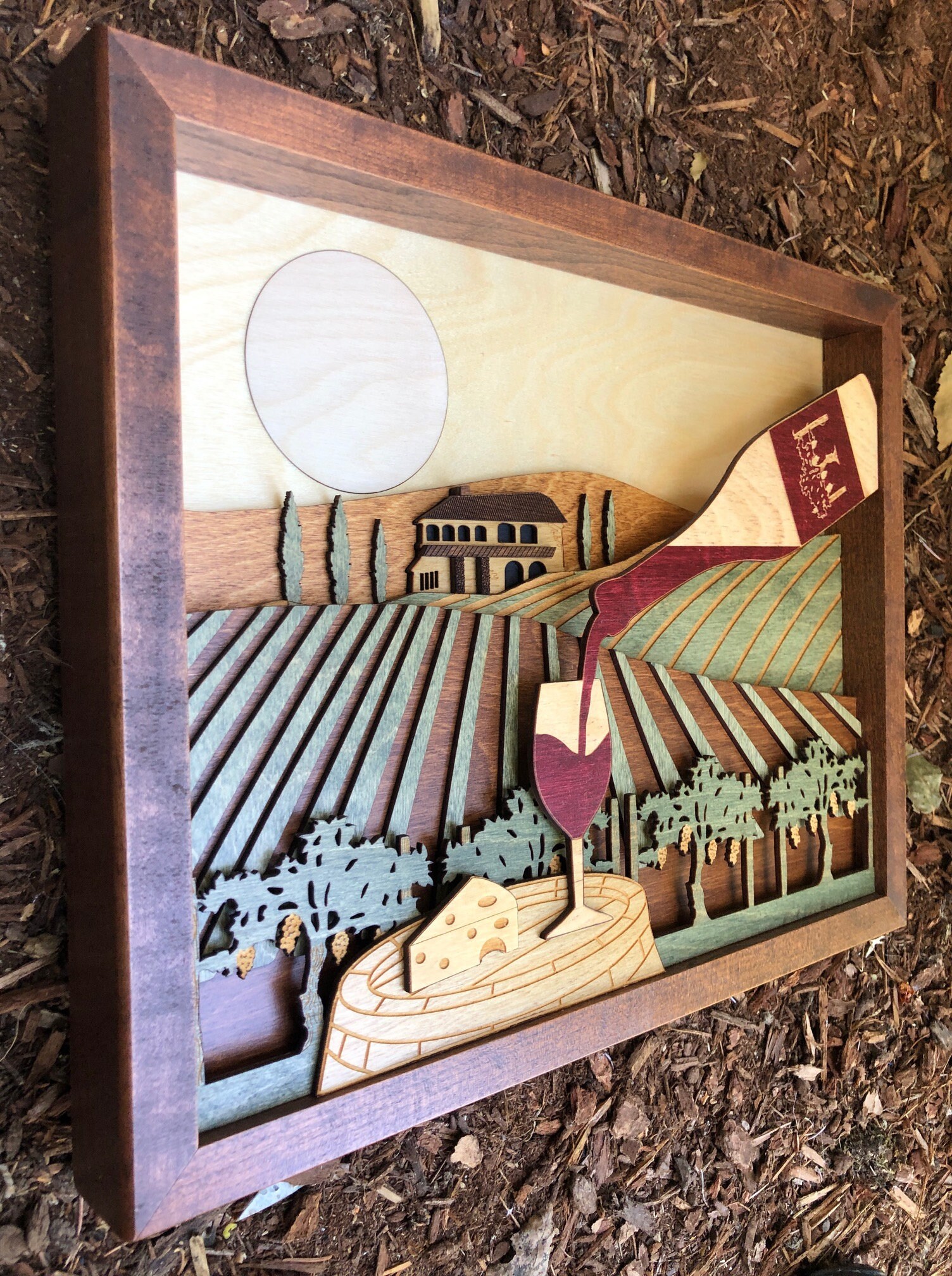 Vineyard Tuscany Landscape 3D Wood Shadow Box Scene / Wine - Etsy