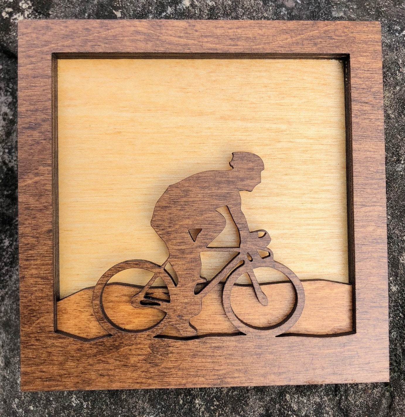 Mountain Biker Cyclist 3D Wood Shadow Box Wood 4x4 | Etsy