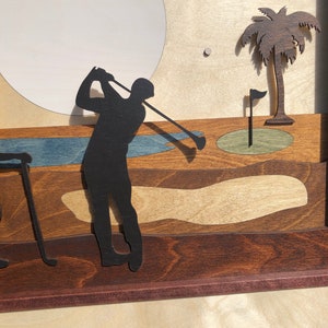 Golfers 3D Wood Shadow Box Scene Inlaid, Etched / Golfing / Water ...