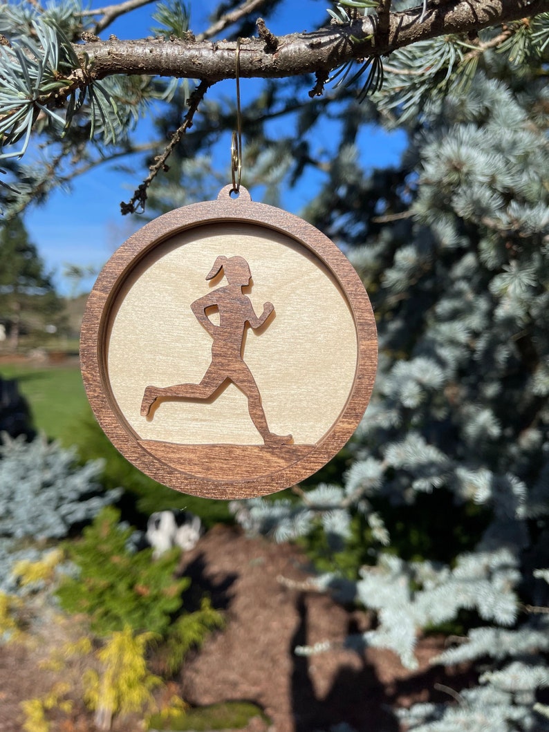 Female Runner 3D Wood Ornament Woman Jogging Laser Cut - Etsy