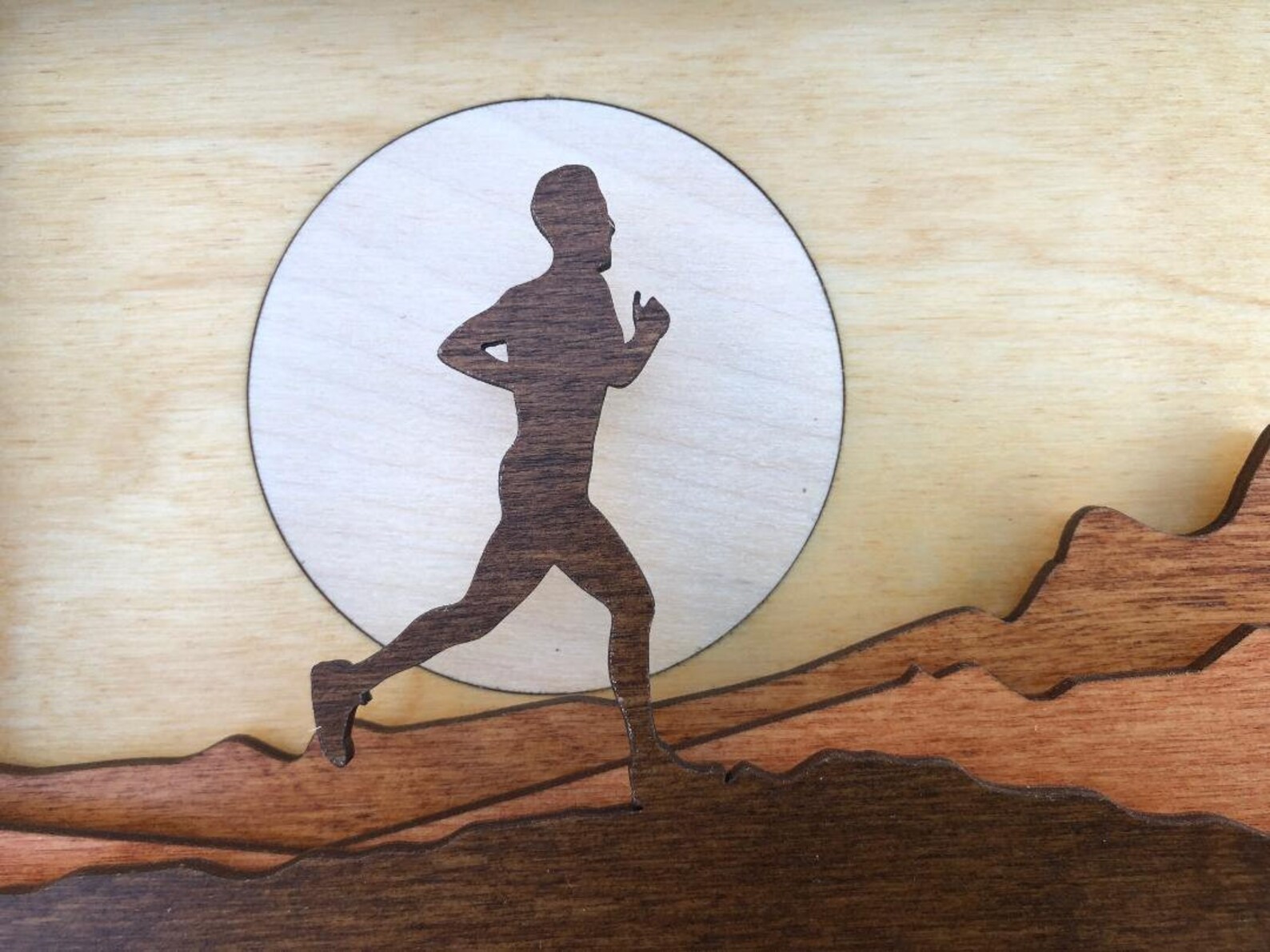 Male Runner 3D Wood Shadow Box Small Scene / Laser Cut Inlaid | Etsy