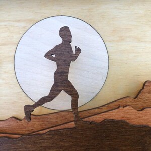 Male Runner 3D Wood Shadow Box Small Scene / Laser Cut, Inlaid / Cross ...