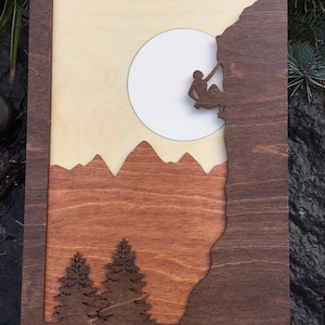 Mountain Rock Solo Female Climber 3D Wood Shadow Box Laser Cut Scene ...