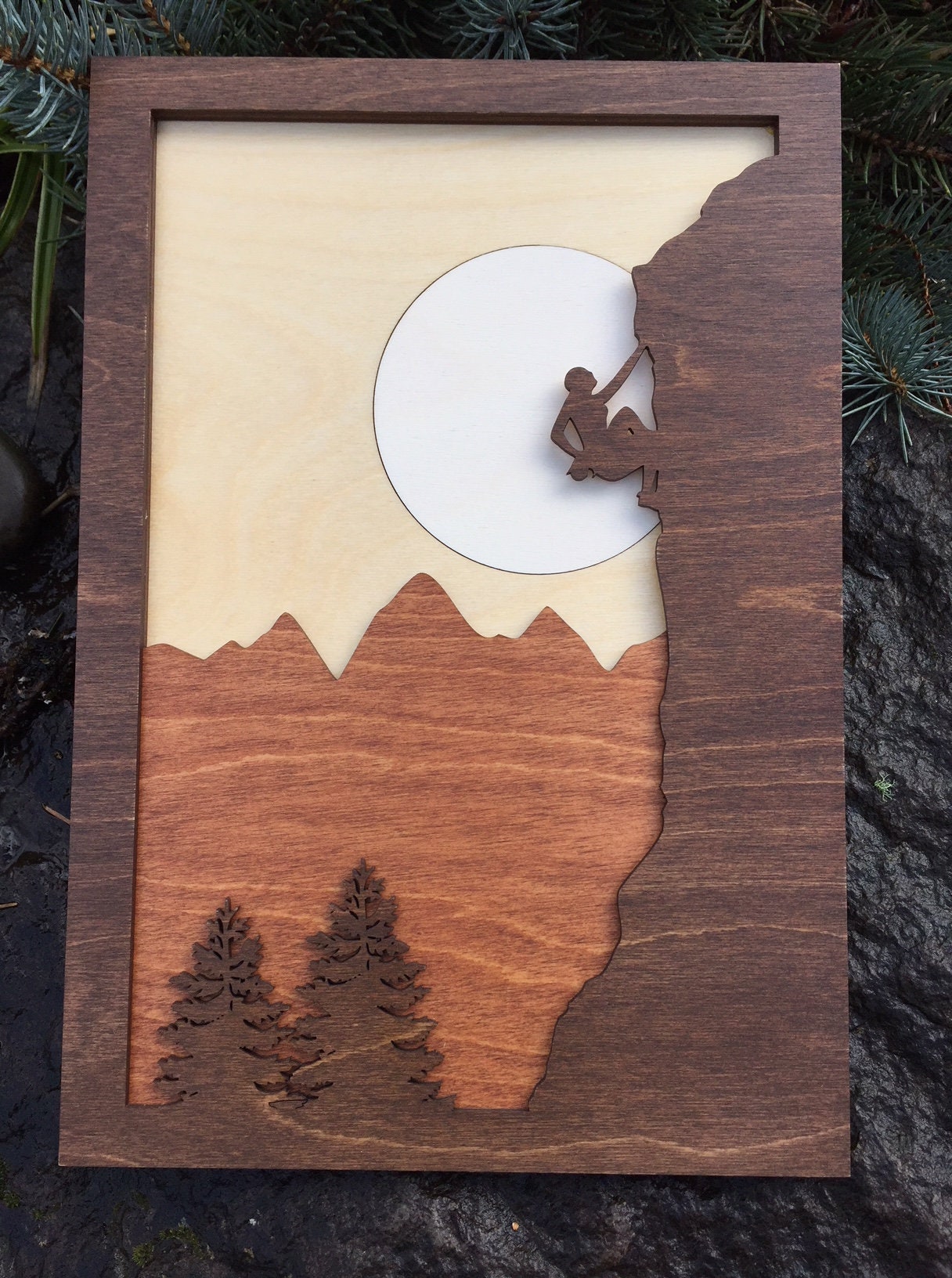Mountain Rock Solo Female Climber 3D Wood Shadow Box Laser Cut - Etsy ...