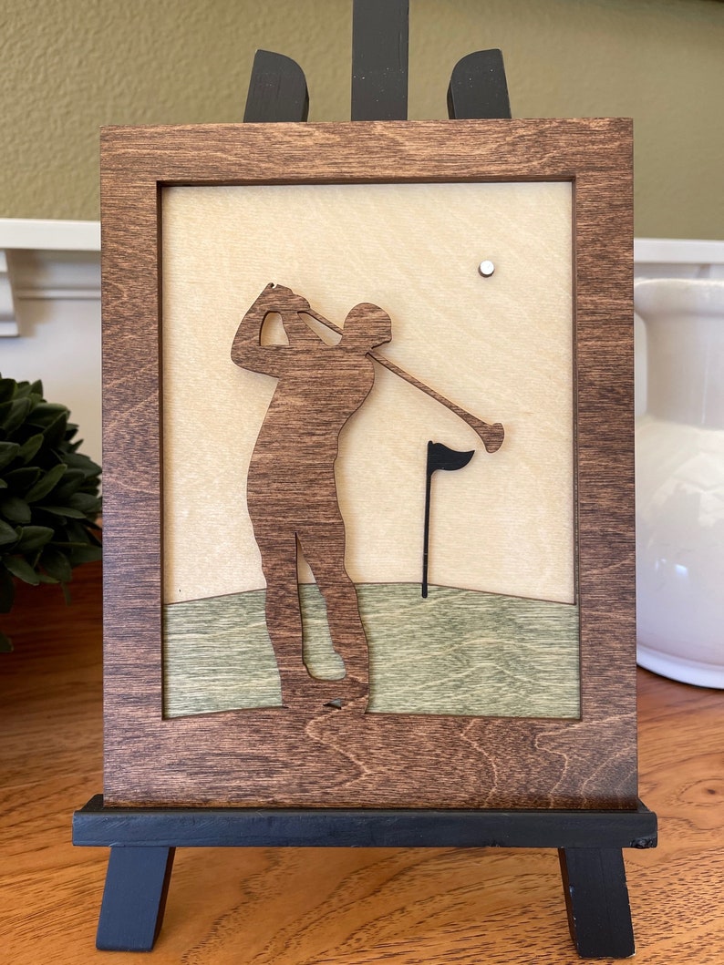 Laser Cut Golfer Wood Shadow Box, Father's Day Gift - Etsy