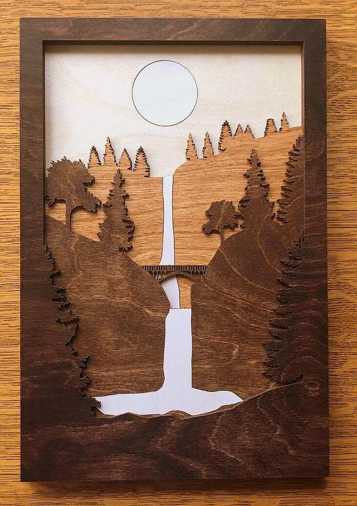 Multnomah Falls Oregon / 3D Shadow Box Wood Scene / Laser Cut - Etsy Canada