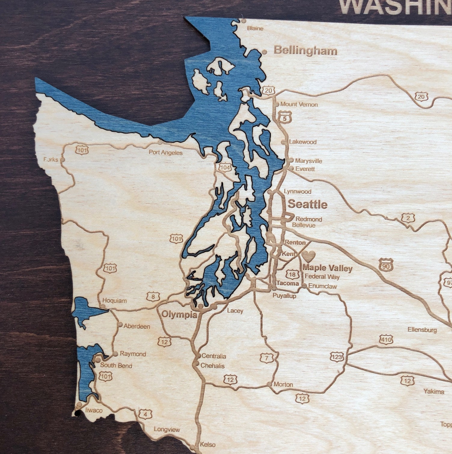 Washington State Map Wall Plaque / 3D Layered Wood / Hand - Etsy