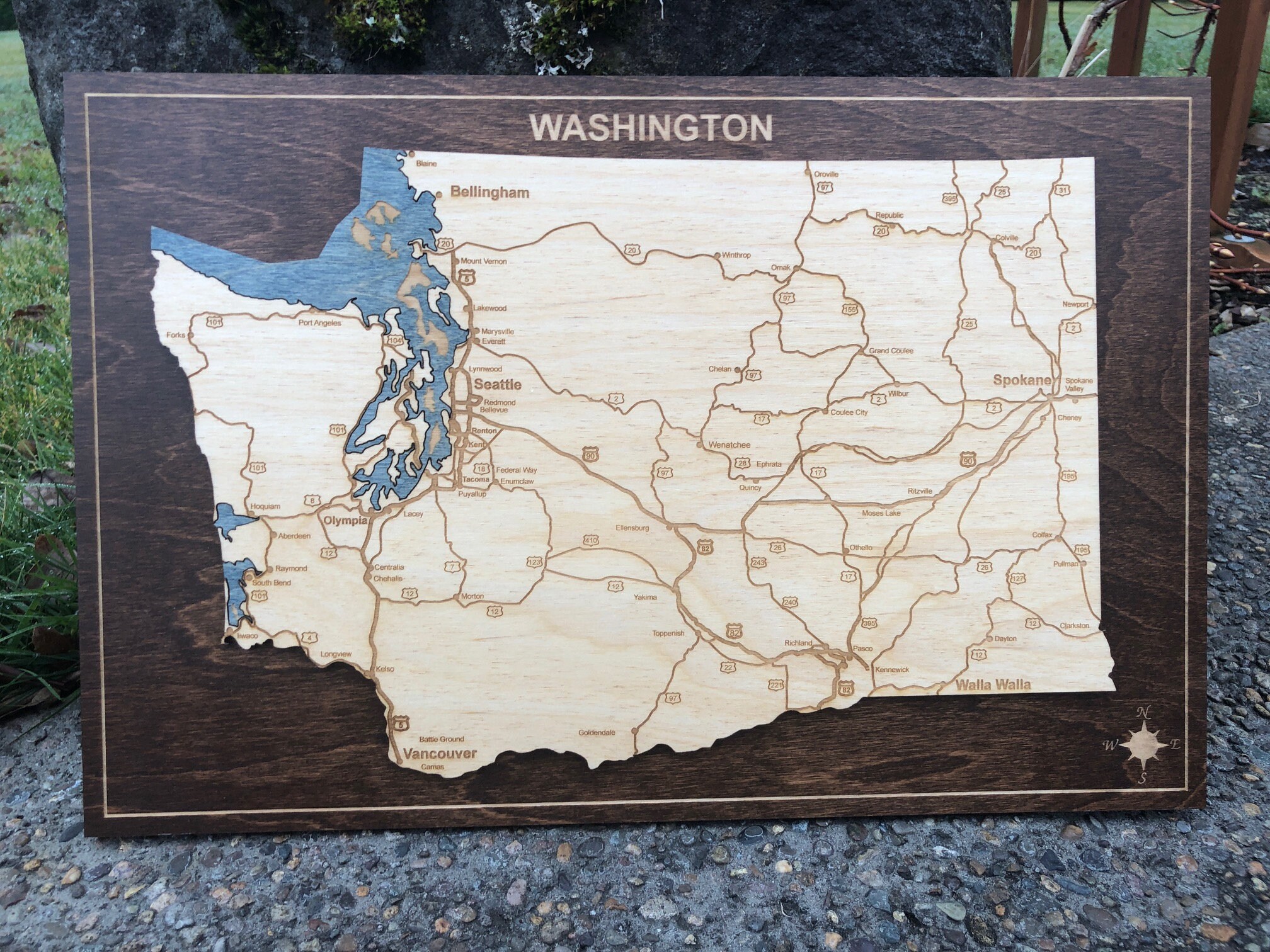 Washington State Map Wall Plaque / 3D Layered Wood / Hand | Etsy