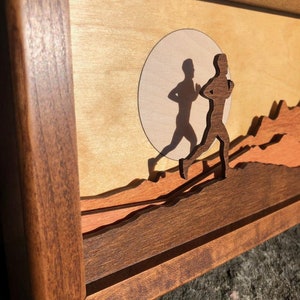 Male Runner 3D Wood Shadow Box Small Scene / Laser Cut, Inlaid / Cross ...