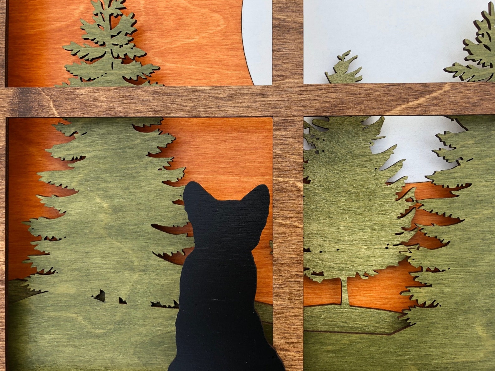 Black Cat in Window 3D Wood Shadow Box Handcrafted Scene / - Etsy