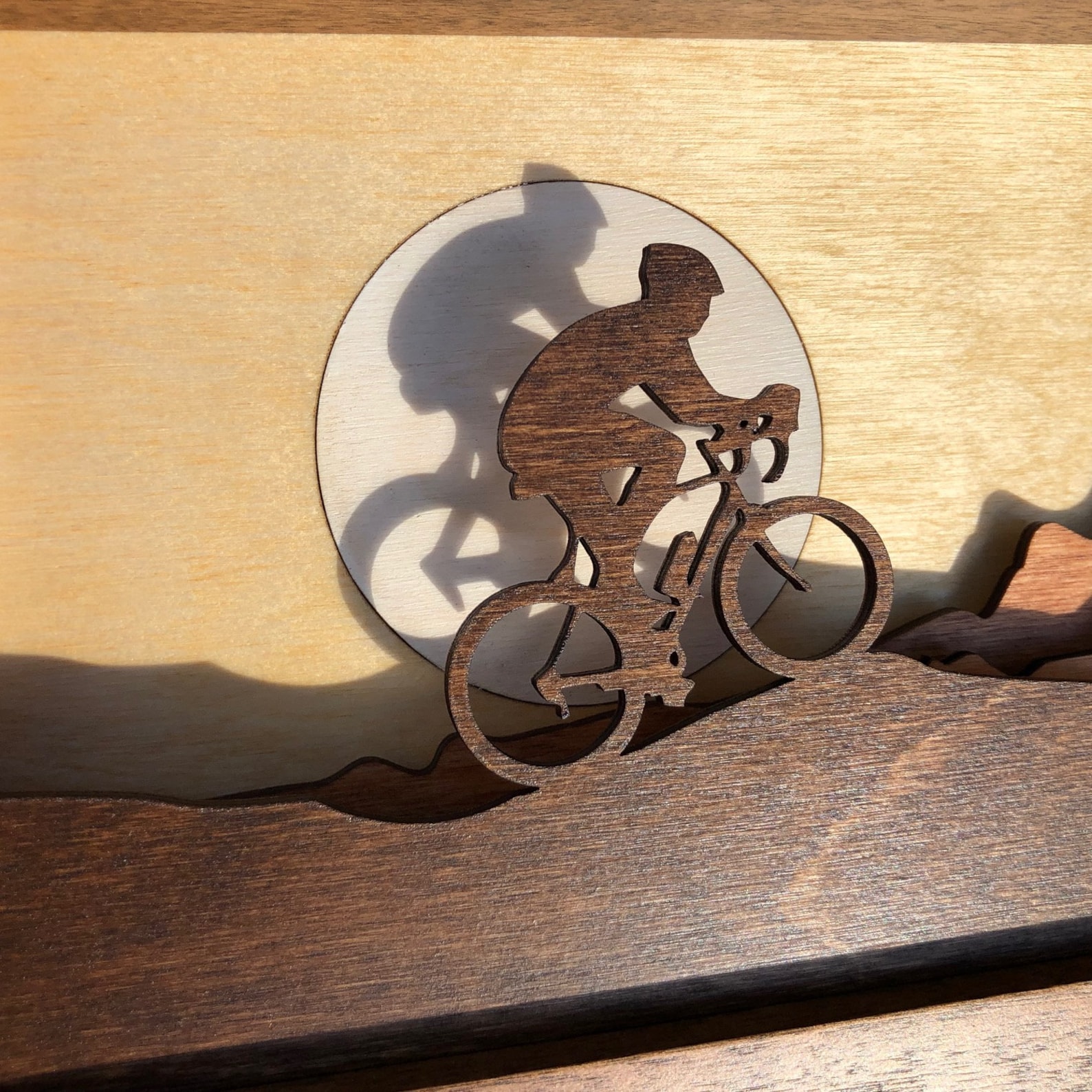 Mountain Biker 3D Wood Shadow Box Landscape Small Art Scene / - Etsy UK