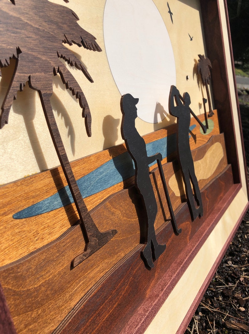 Golfers 3D Wood Shadow Box Scene Inlaid Etched / Golfing / | Etsy
