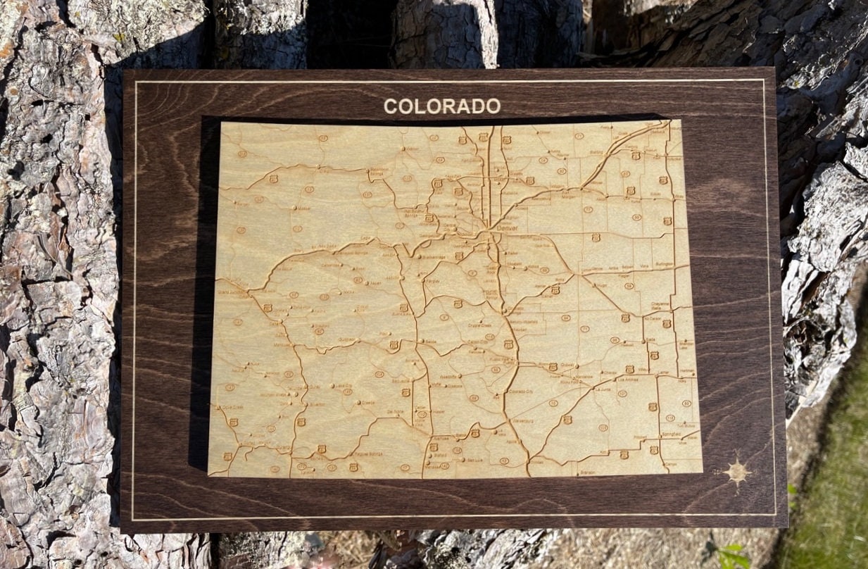 Colorado State Map Wall Plaque / 3D Layered Wood / Hand Drawn - Etsy
