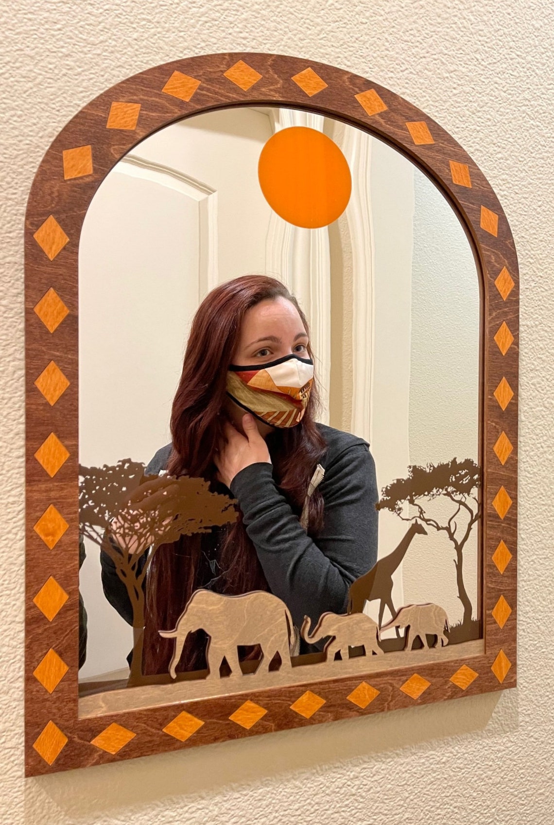 Mirror Wall Decor 3D African Wildlife Layered Wood Etched and | Etsy