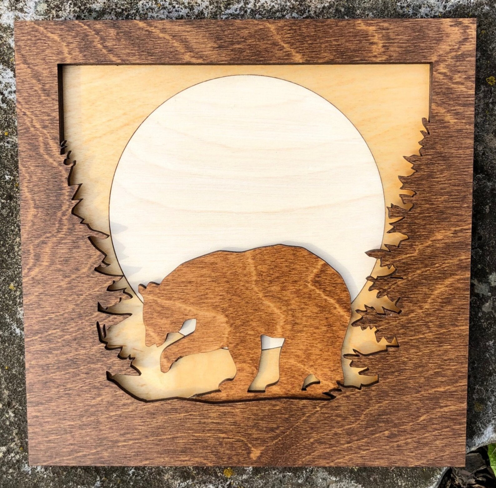 Bear in Forest 3D Wood Shadow Box 8x8 Scene / - Etsy