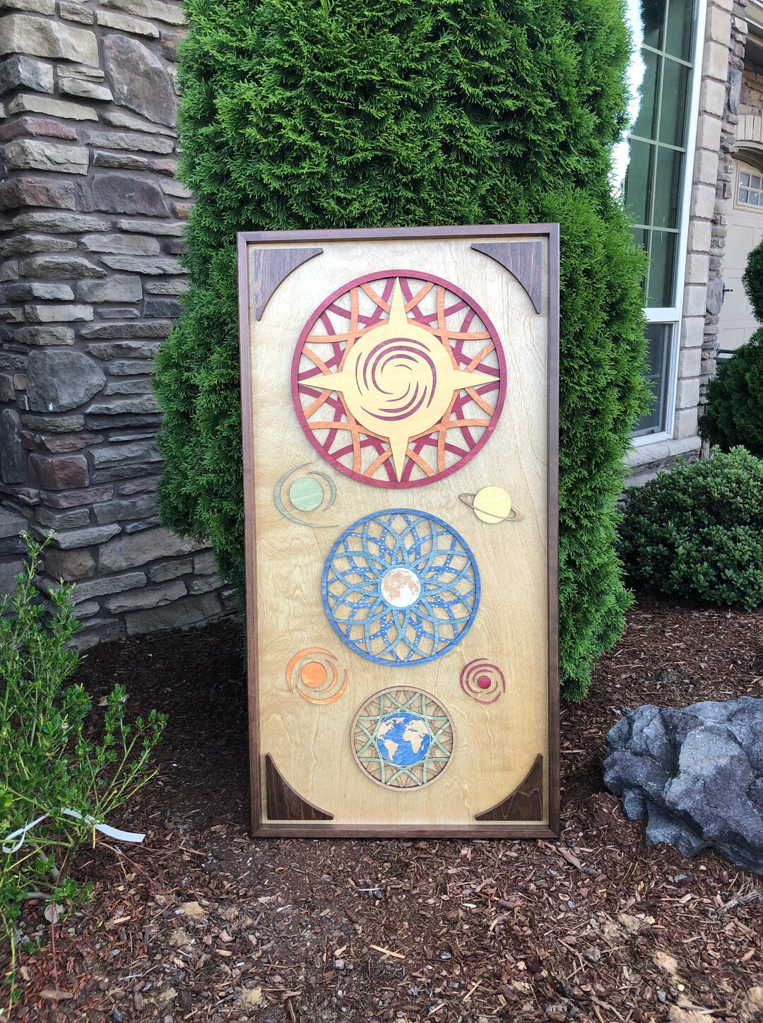 Planets Mandala Universe Cosmos 3D Wood Shadow Box / Inlaid and Laser ...