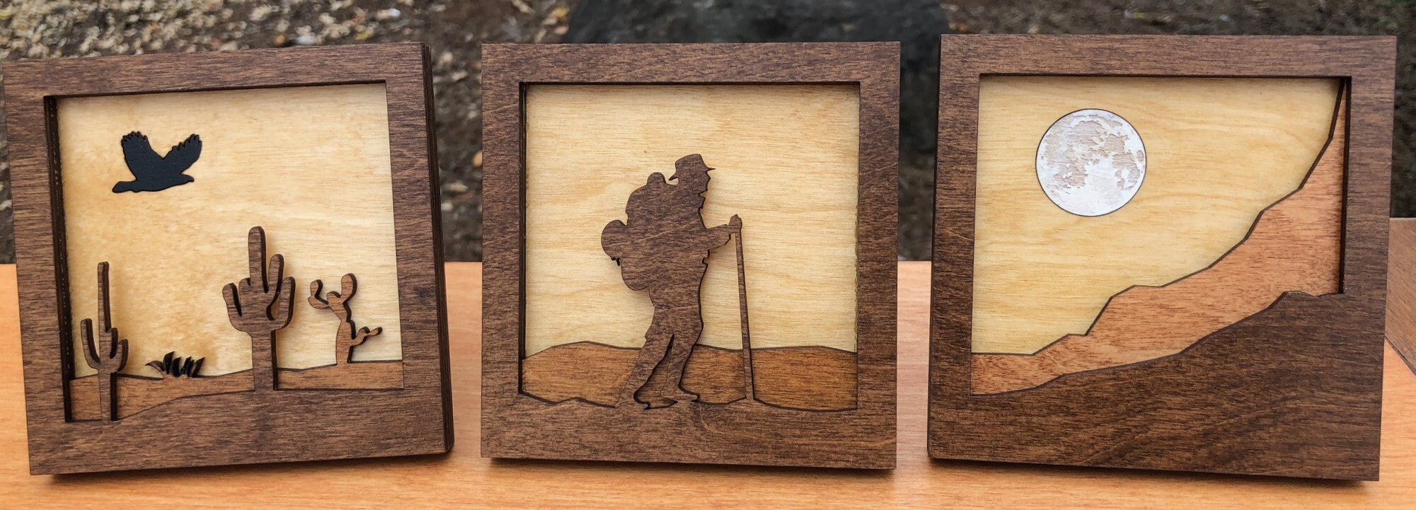 Desert Landscape 4x4 Scene 3D Wood Shadow Box Wood | Etsy